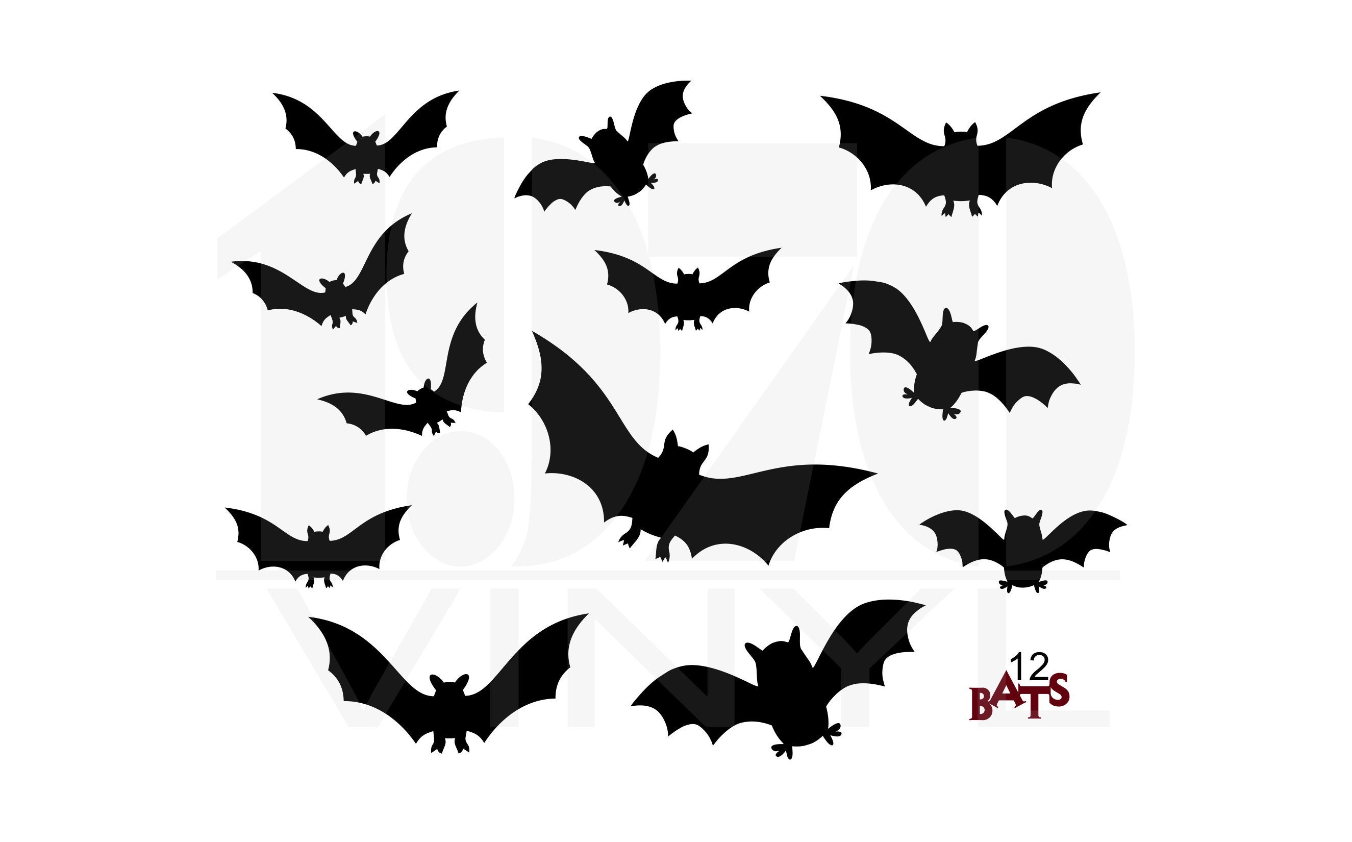 Bat Vinyl Decal Set 12 Halloween Bat Decals 3 Size Options - Etsy