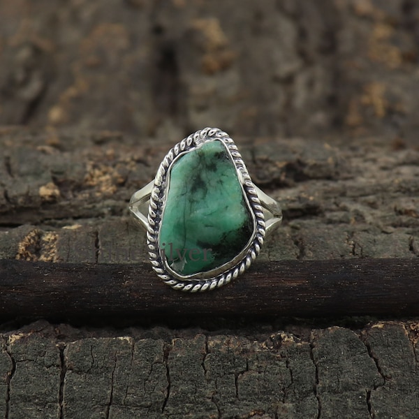 Raw Cut Stone, Sterling Silver Ring - Etsy
