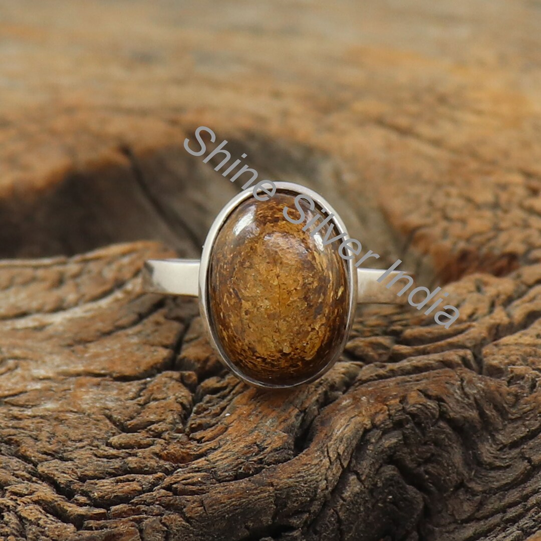 Natural Bronzite Ring: Sterling Silver Bezel, Boho Gemstone - Etsy