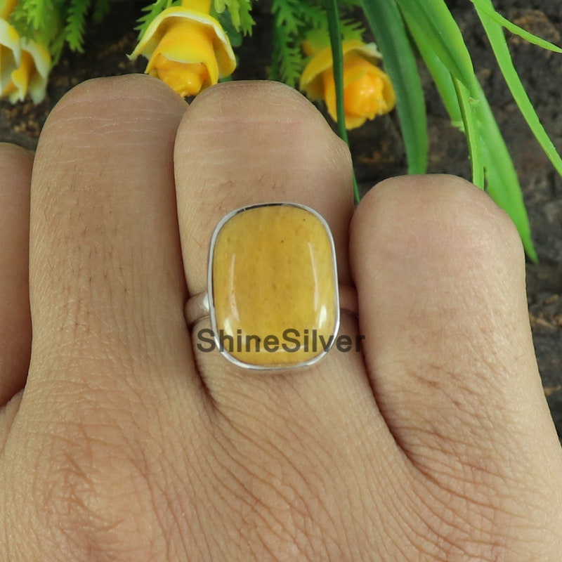 Yellow Stone Ring - Etsy