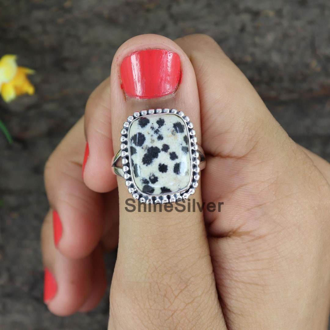 Natural Dalmatian Jasper Ring, Jasper Ring, 925 Silver Ring, Ring for ...