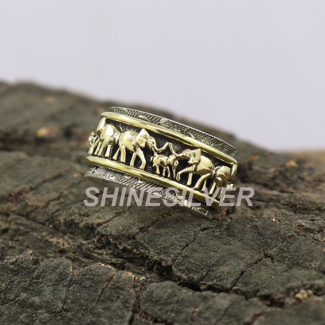 Elephant Spinner Ring, 925 Sterling Silver Spin Ring, Thumb Ring ...