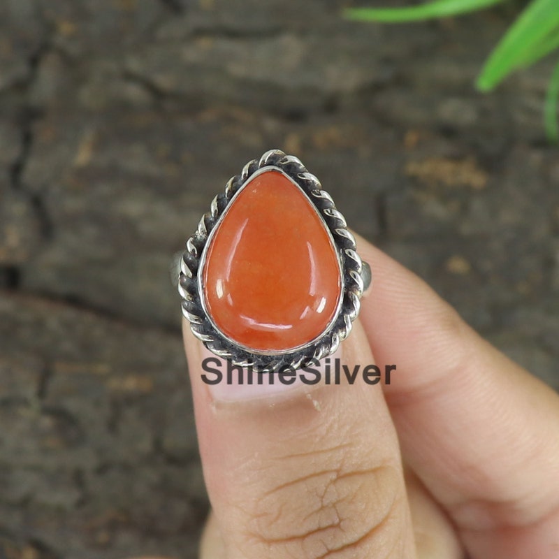 Orange Gemstone Ring - Etsy