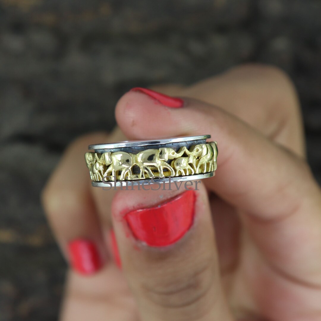 Elephant Spinner Ring, Animal Spinner Ring, Spinner Band Ring, Yoga ...