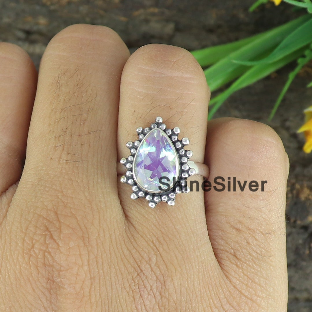 Angel Aura Quartz Ring, Gemstone Ring, 925 Sterling Silver Ring, Ring ...