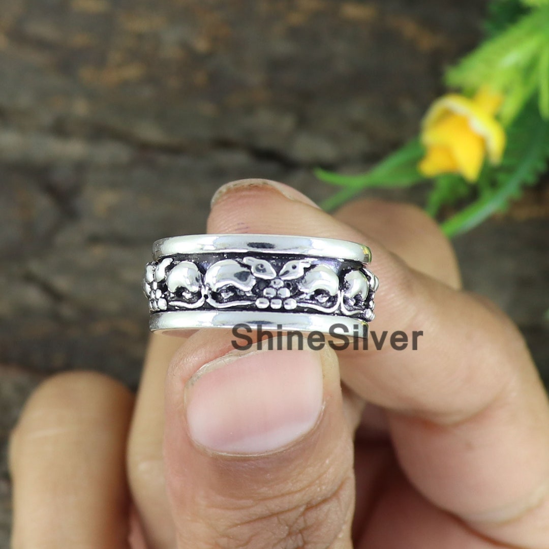 Rat Spinner Ring: Oxidized Sterling Silver Meditation Jewelry - Etsy