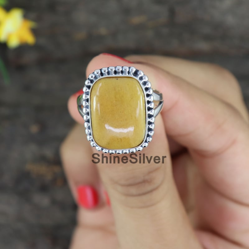 Yellow Stone Ring - Etsy