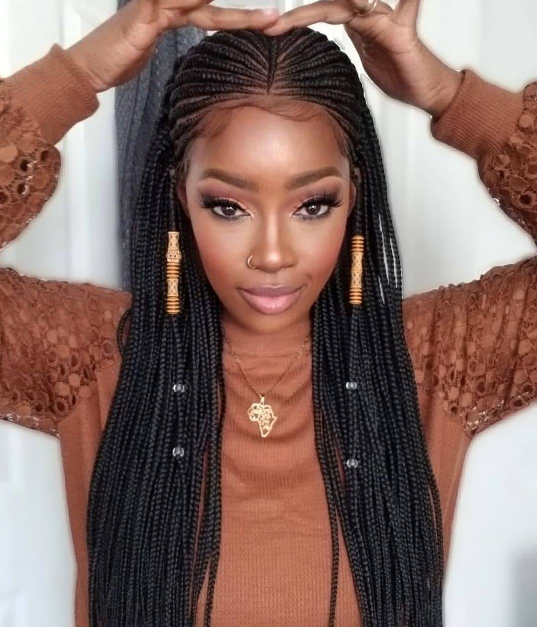 Tribal Braids Fulani Braids African Braids Full Lace Wig Etsy