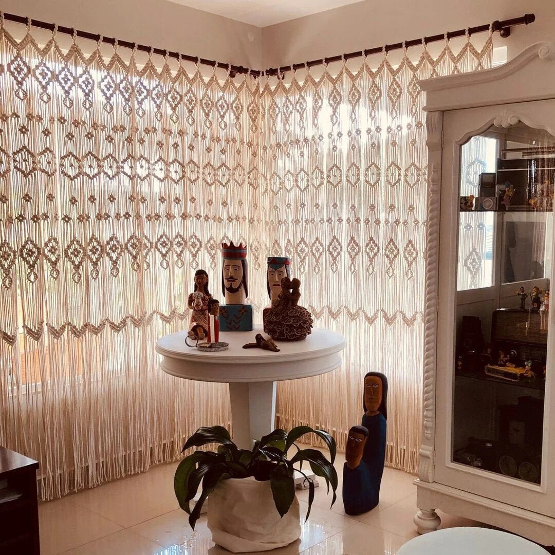 New Year Special Macrame Curtains Shower Curtains Macrame Fabric Panels ...