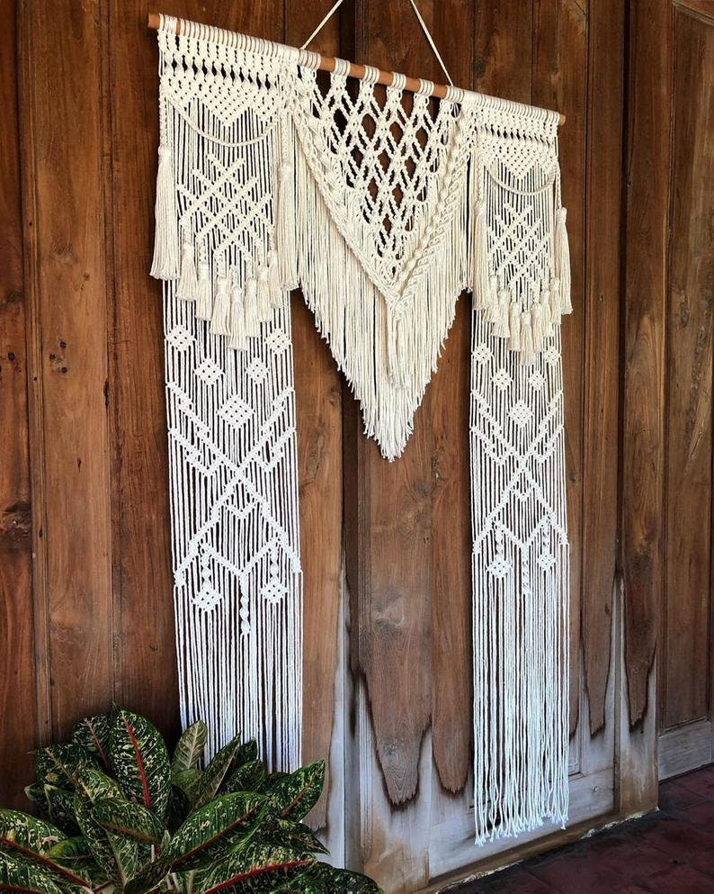 Handmade Macrame Large Curtain Bohemian Boho Decoration Wall - Etsy