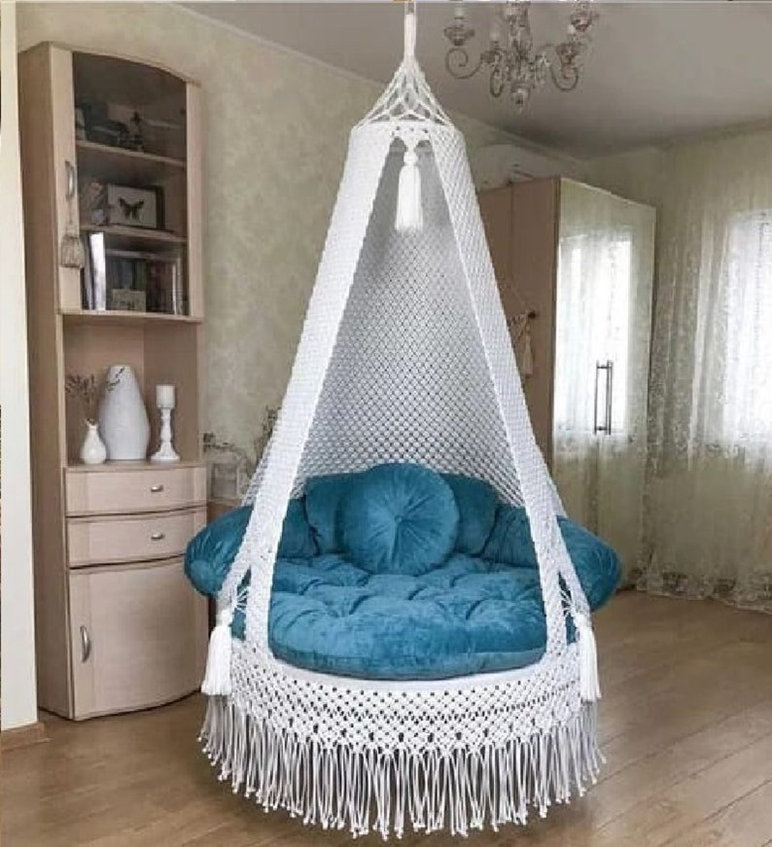 Handmade Macrame Hanging Chair Macrame Porch Rocking Swing - Etsy