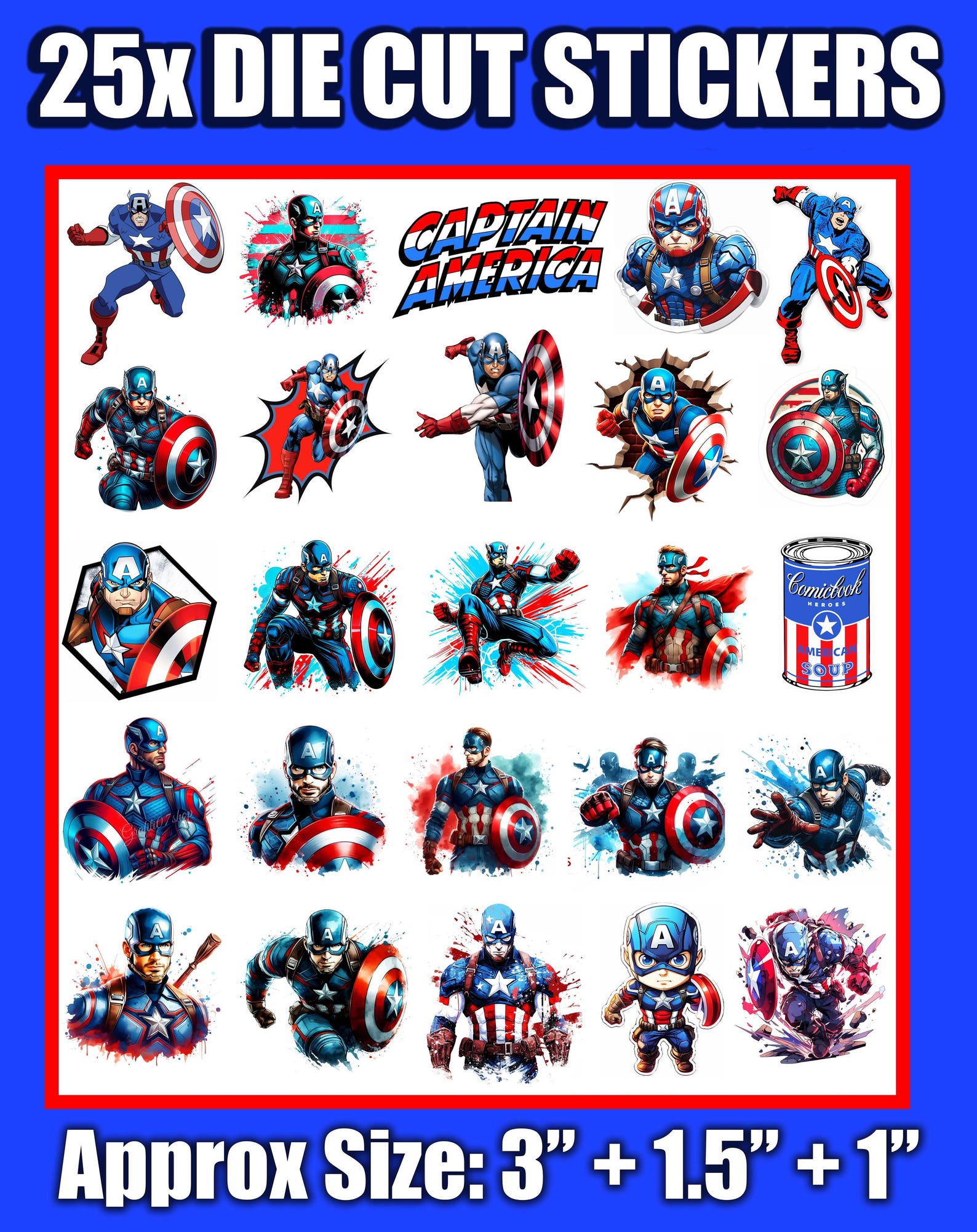 Captain America Stickers Full Sticker Set - Etsy