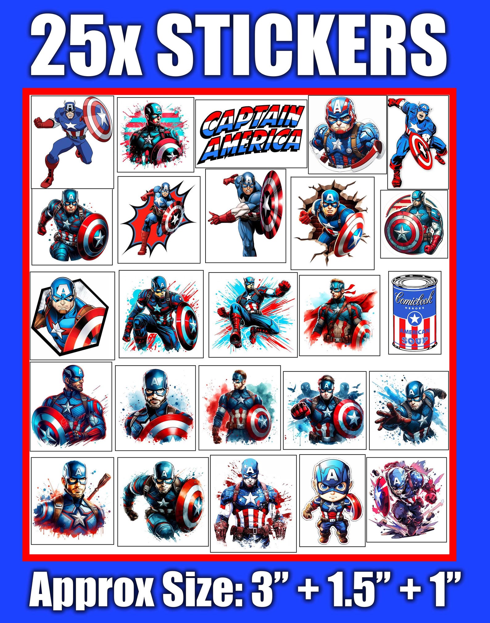 Captain America Stickers Full Sticker Set - Etsy