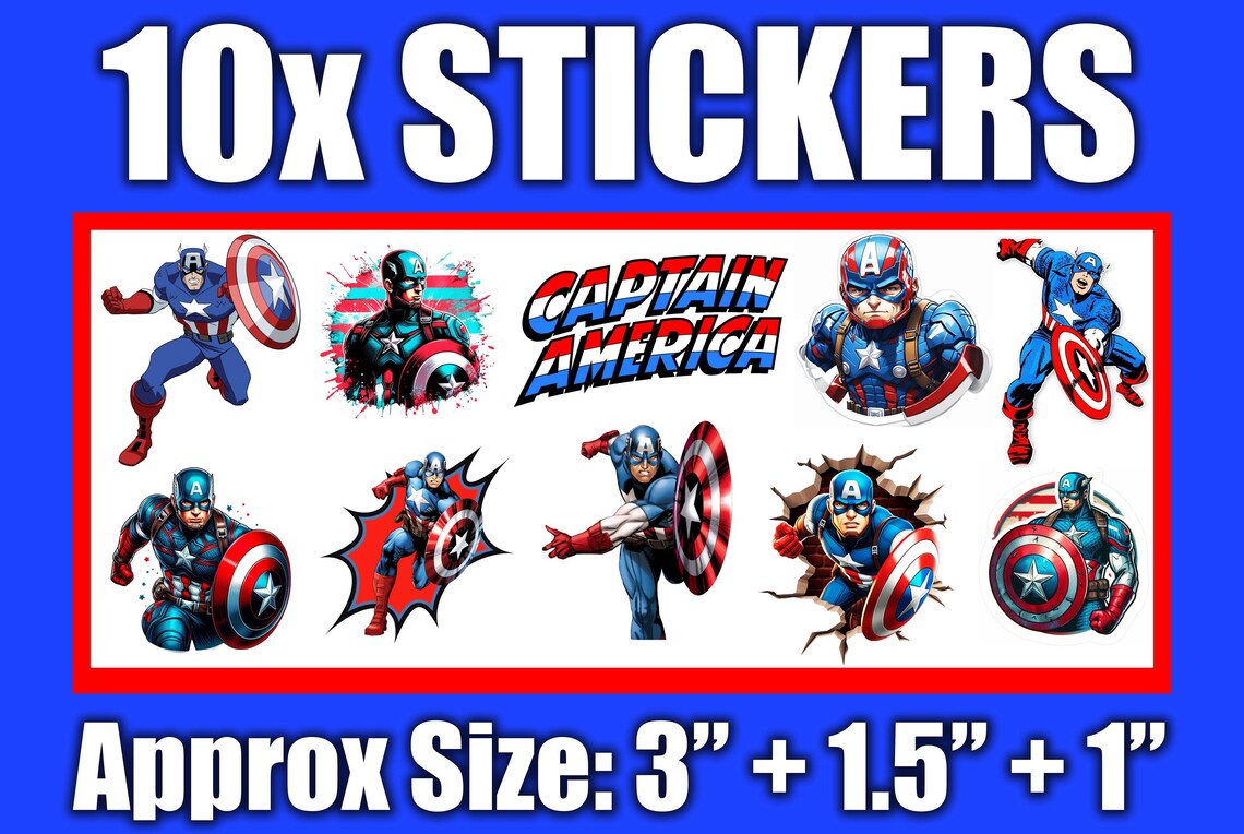 Captain America Stickers Full Sticker Set - Etsy