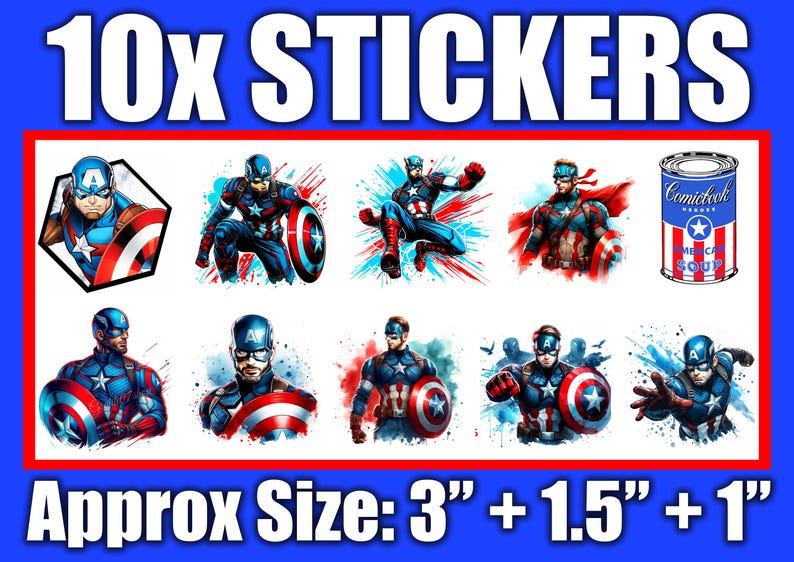 Captain America Stickers Full Sticker Set - Etsy