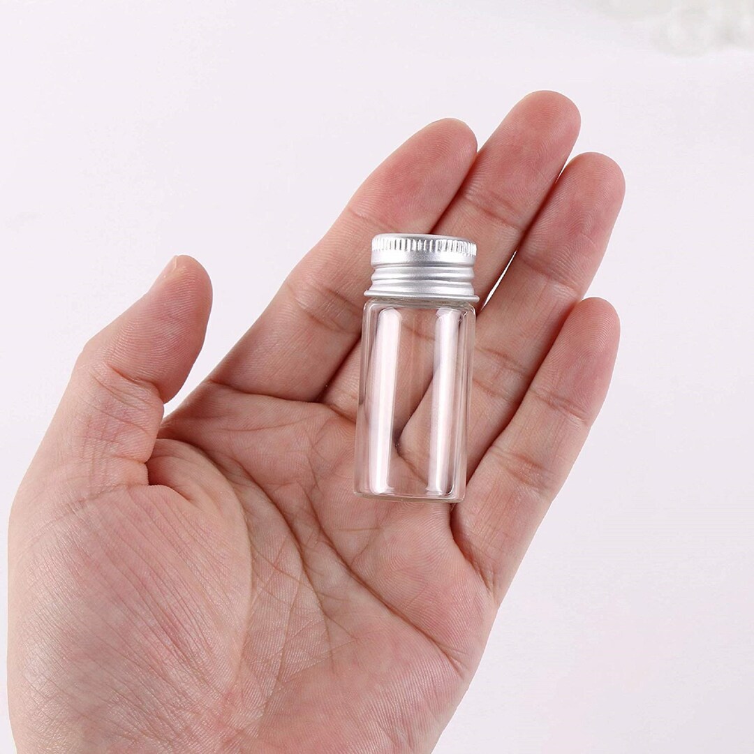 BULK LOT 10ml Miniature Glass Vial Jars Small Glass Vials With Metal ...