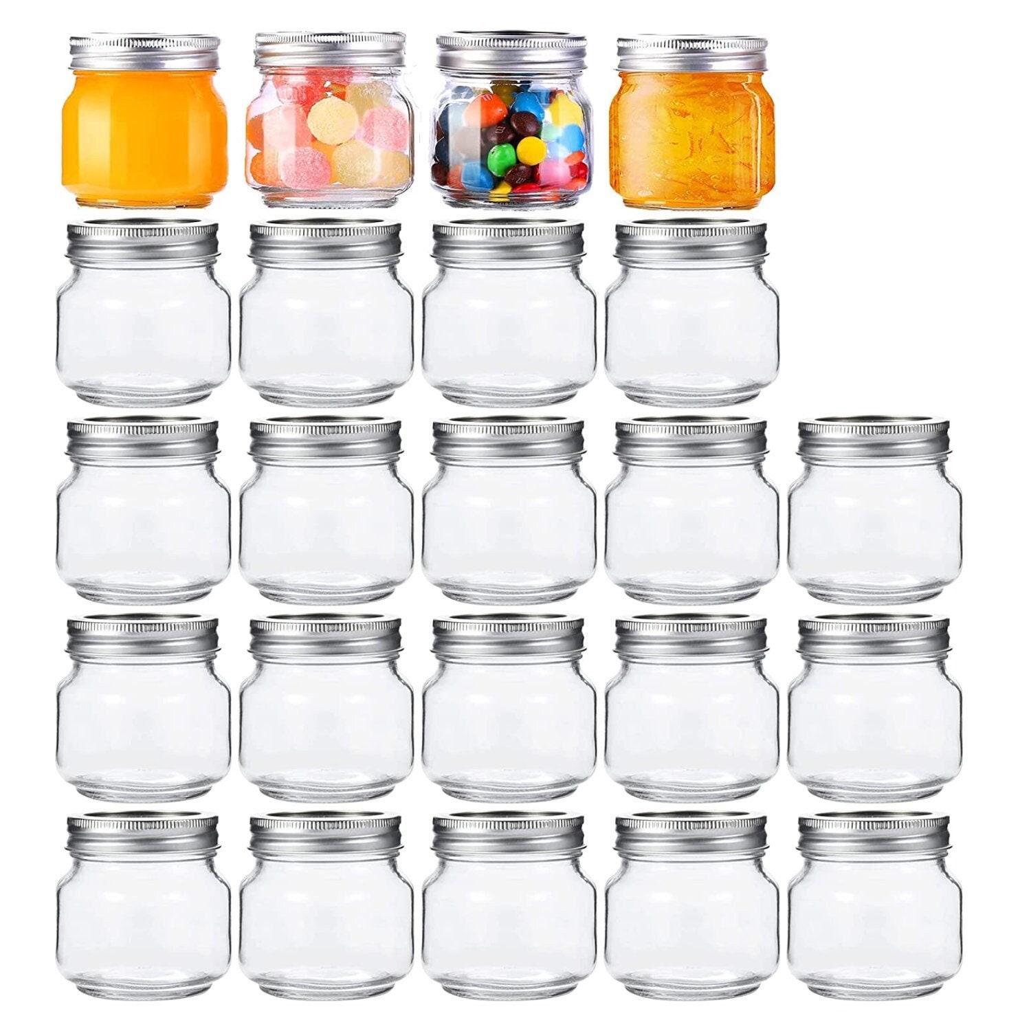 48 X SMALL GLASS JARS 280ml Mason Canning Preserving Spice Food Storage ...
