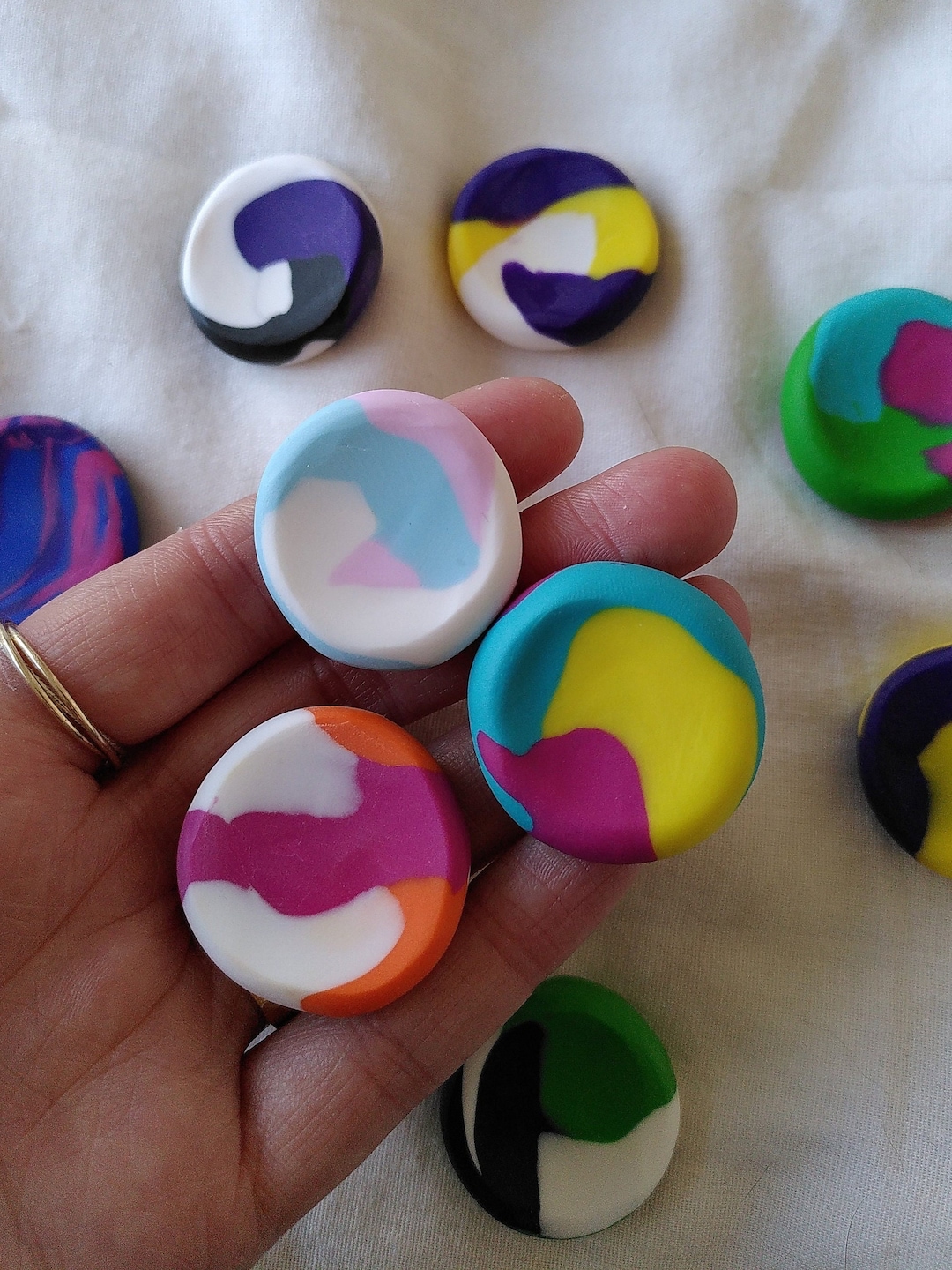 PRIDE COLOUR Polymer Clay Worry Stone/ Peace Pebble/fidget- Choose Your ...