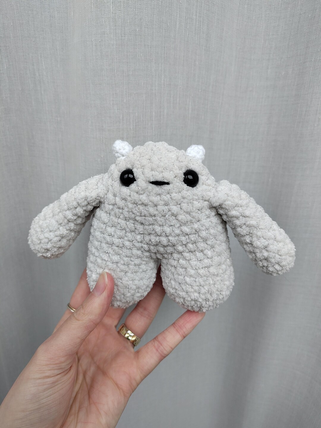Snowball the Monster. Sparkly Soft Toy With Plastic Safety Eyes - Etsy