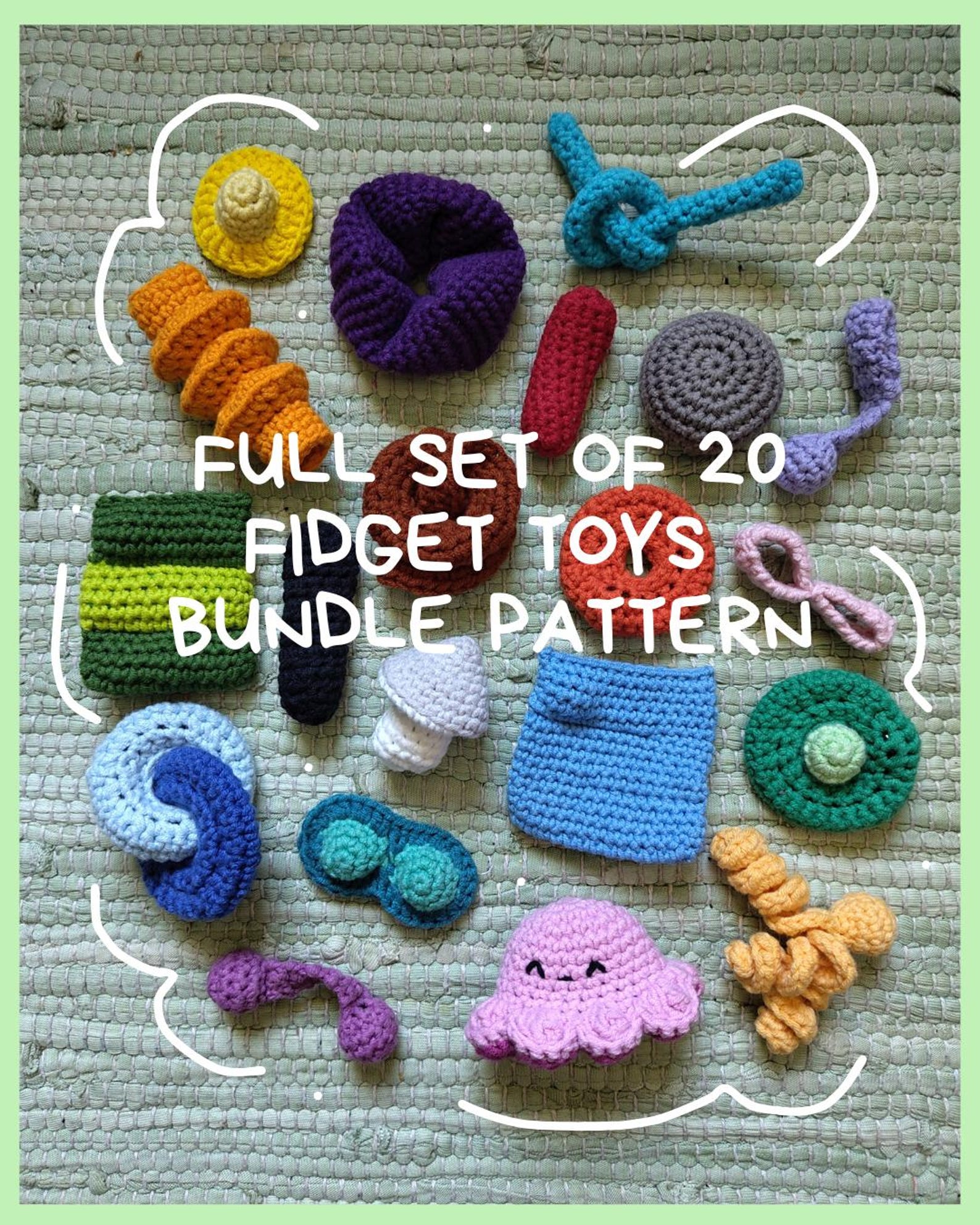 Full Bundle of 20 Crochet Fidget Toy- Including Original 10 and Extra ...