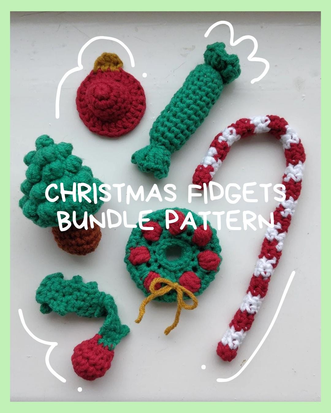 Crochet Christmas Theme Fidget Toy PATTERN BUNDLE of 6. Make Your ...