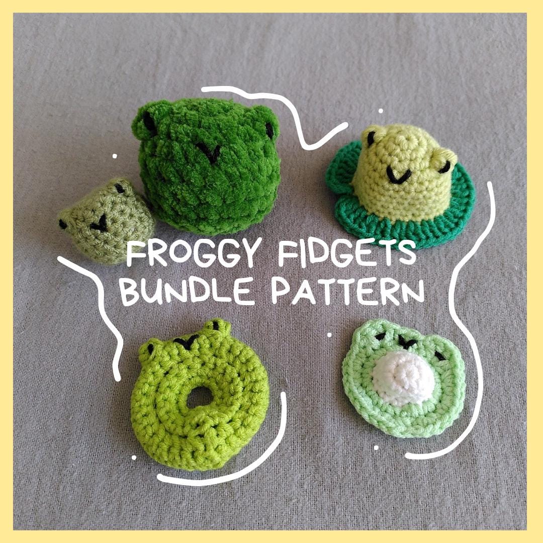Crochet Froggy Fidget Toy PATTERN BUNDLE of 4. Make Your Own Frog ...