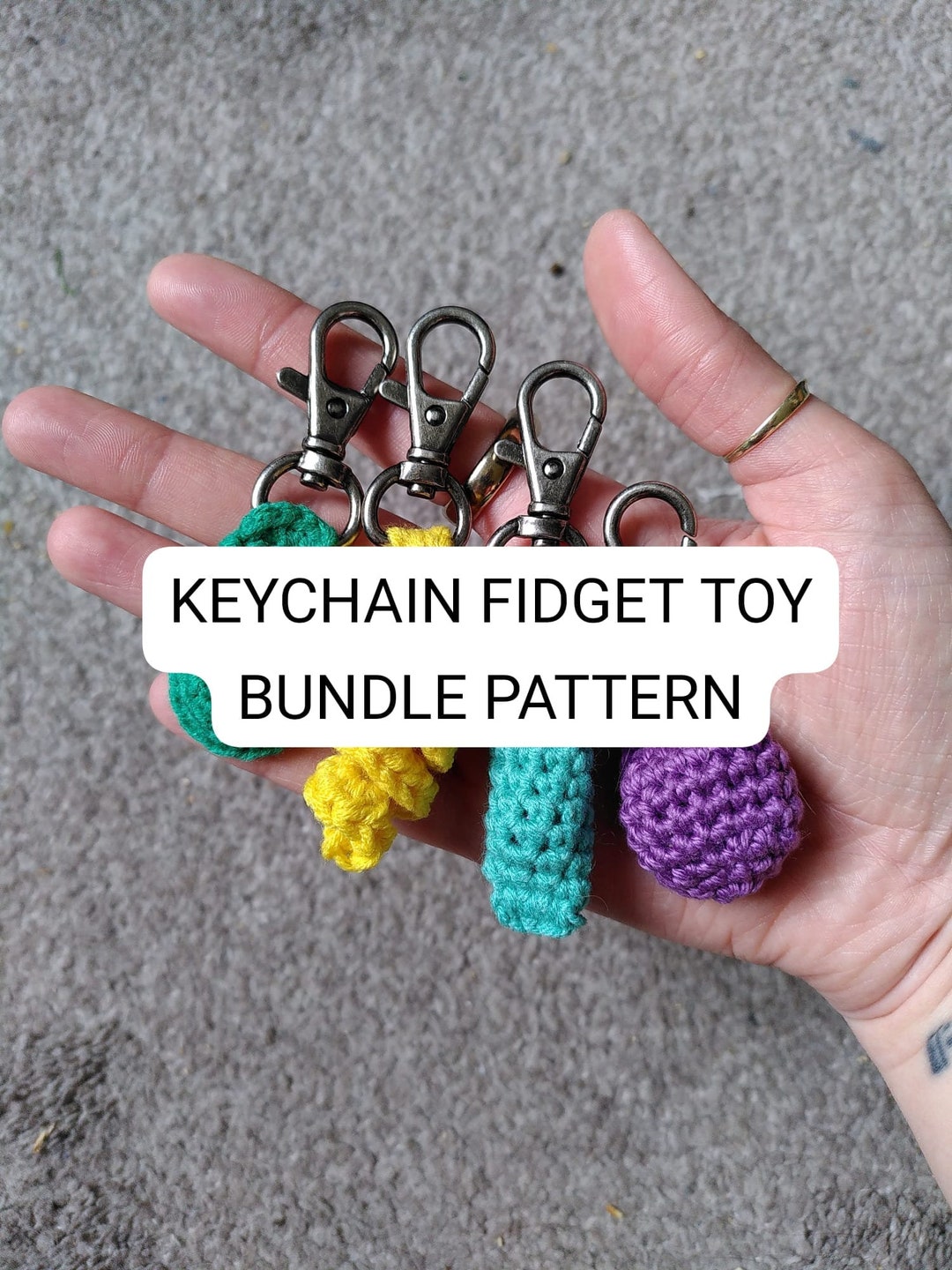 Crochet Keychain Fidget Toy PATTERN BUNDLE of 4 Different Toys. Make ...