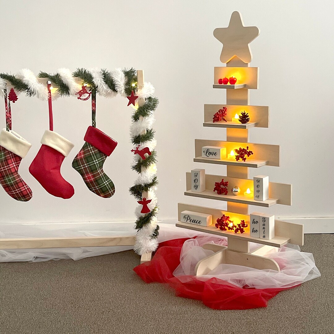 3ft 5.7" (106cm) Wooden Christmas Tree Shelf - Etsy