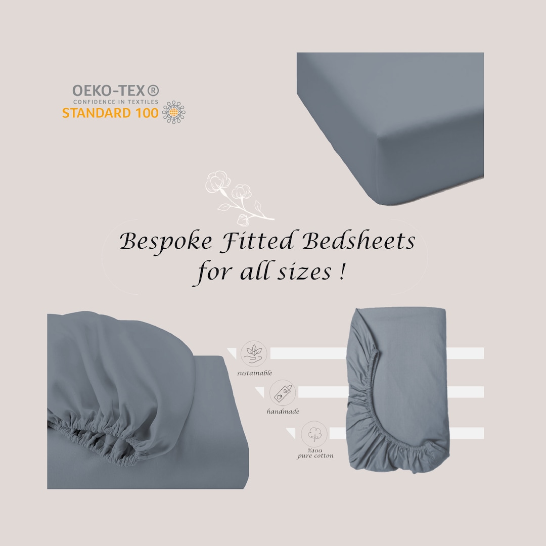 Custom Fitted Sheet: 100% Cotton Poplin Bedding, Any Size - Etsy