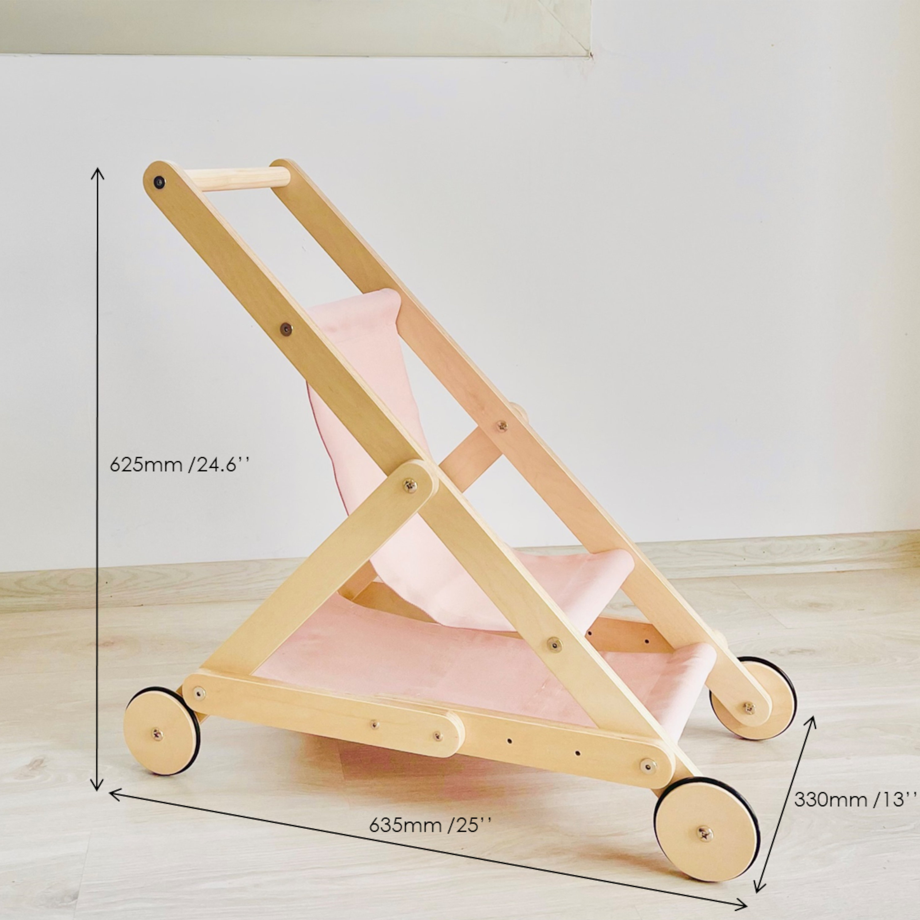 Height Adjustable Wooden Doll Stroller: Pretend Play Toy - Etsy
