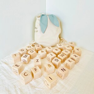 26-piece ANIMAL ALPHABET Wood Block Set With Travel Bag - ABC Blocks ...