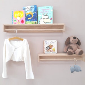 Nursery Bookshelf, Shelf With Hanging Rod, Nursery Shelf, Montessori ...