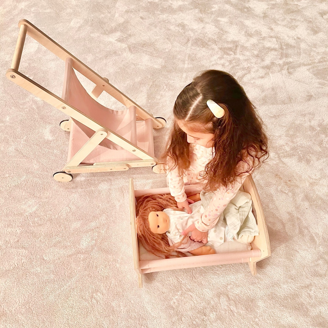 Rock-a-bye Baby Doll Cradle Toy: Birch Plywood, Wool Bedding - Etsy