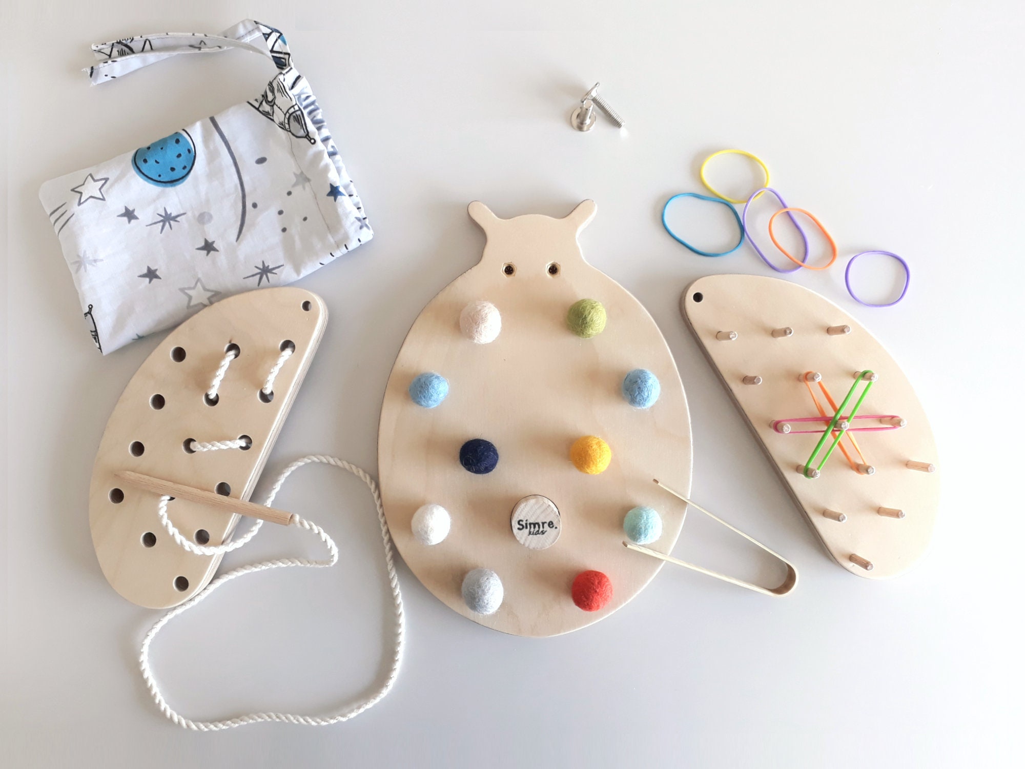 Fine Motor Skills Toy 3 in 1 Ten Frame Lacing Toy Wooden - Etsy