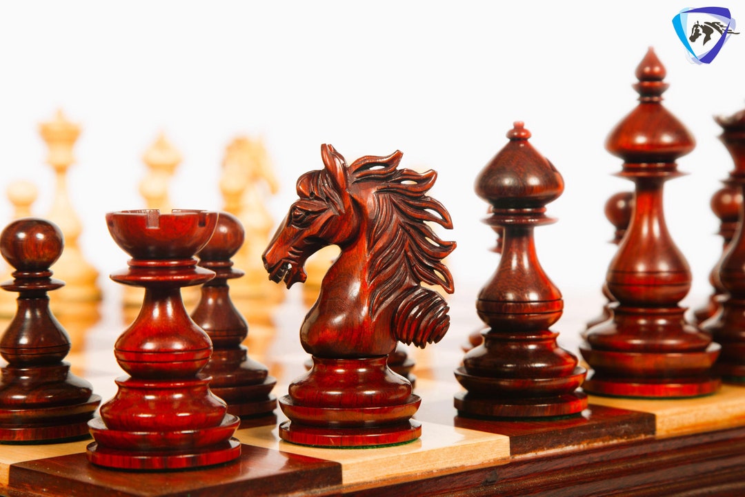4.5" Staunton Bud Rosewood Chess Pieces Set- WILD STALLION + 21" Bud ...