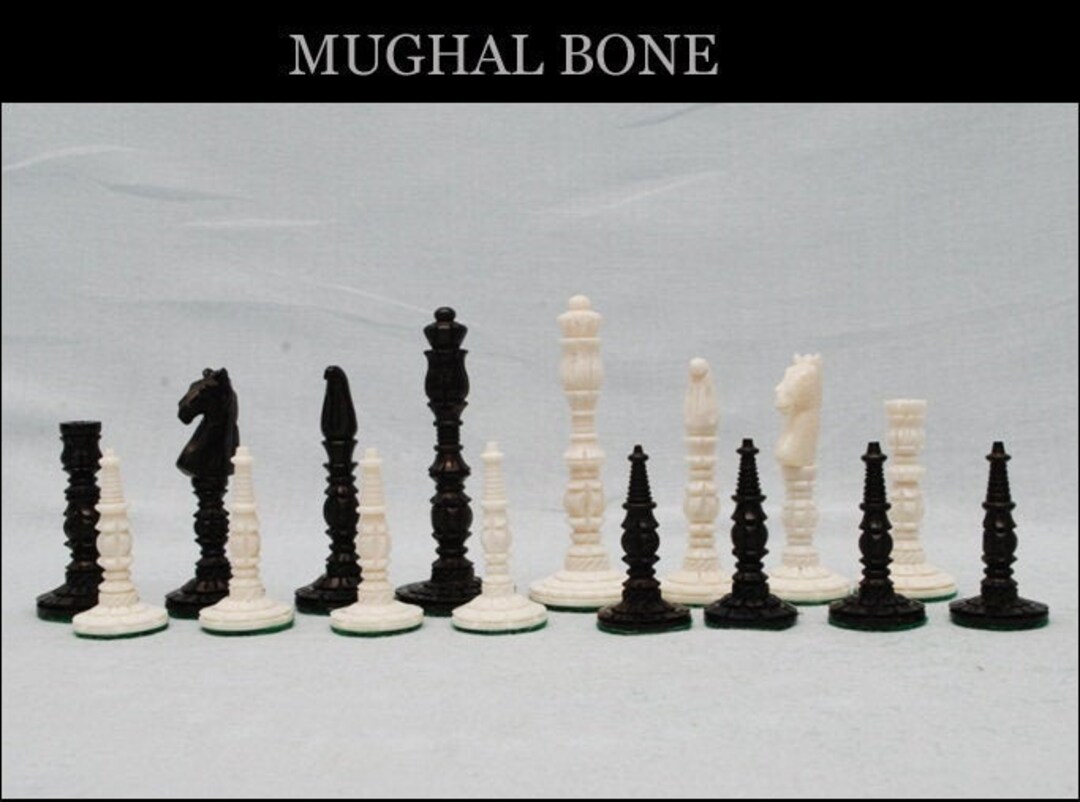 Camel Bone Chess Set Pieces Handmade Hand Carved Slim Floral Unique ...