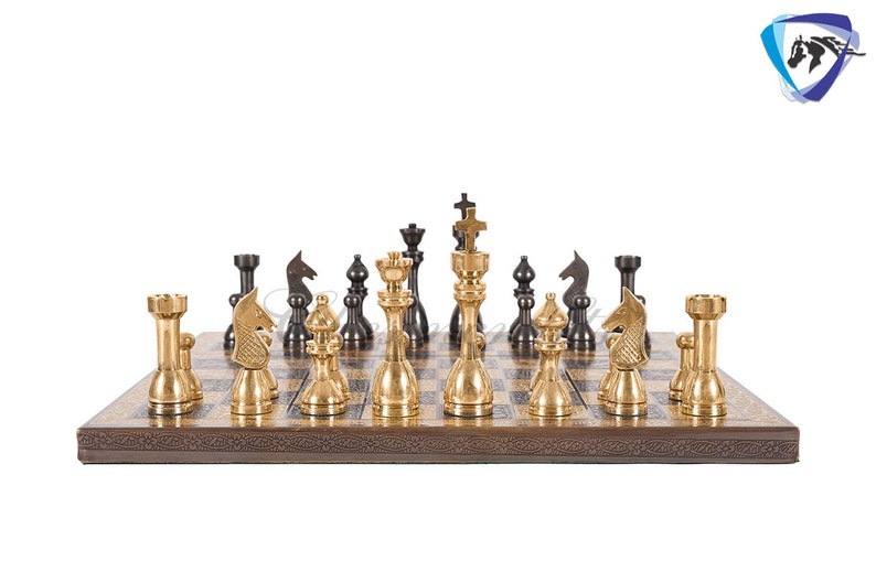 14 Solid Brass Metal Chess Set Apple Bottom Chess Men - Etsy