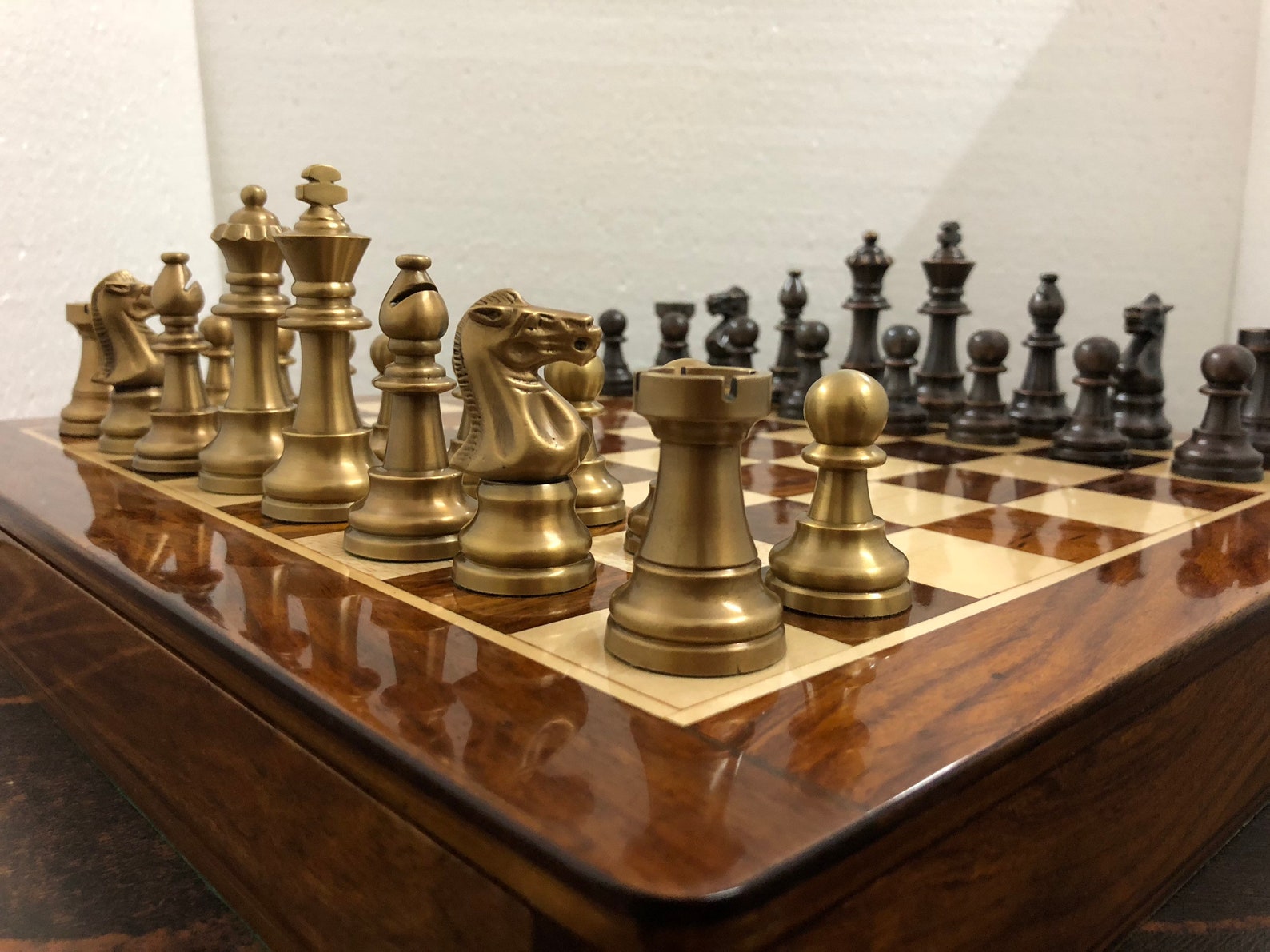 1849 Reproduced Staunton Chess Pieces Set in Brass Metal - Etsy