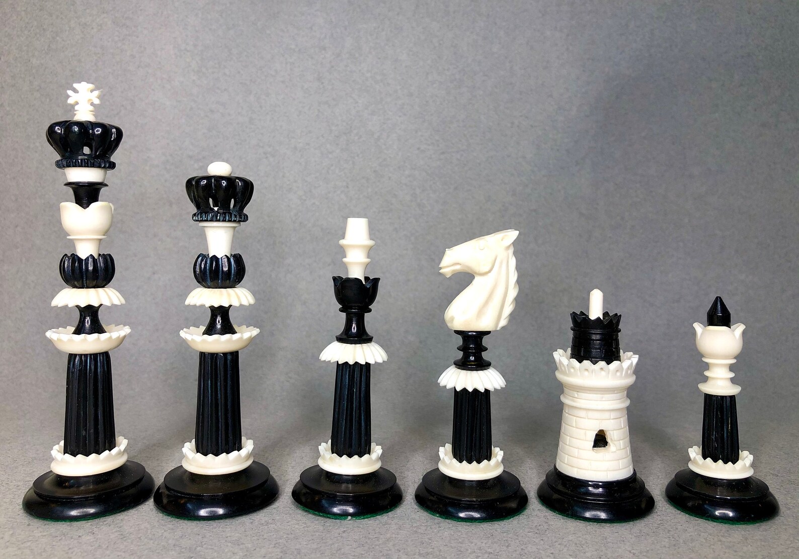 COMBO 6" Camel Bone Chess Set Hand Carved Unique Collector Vintage ...