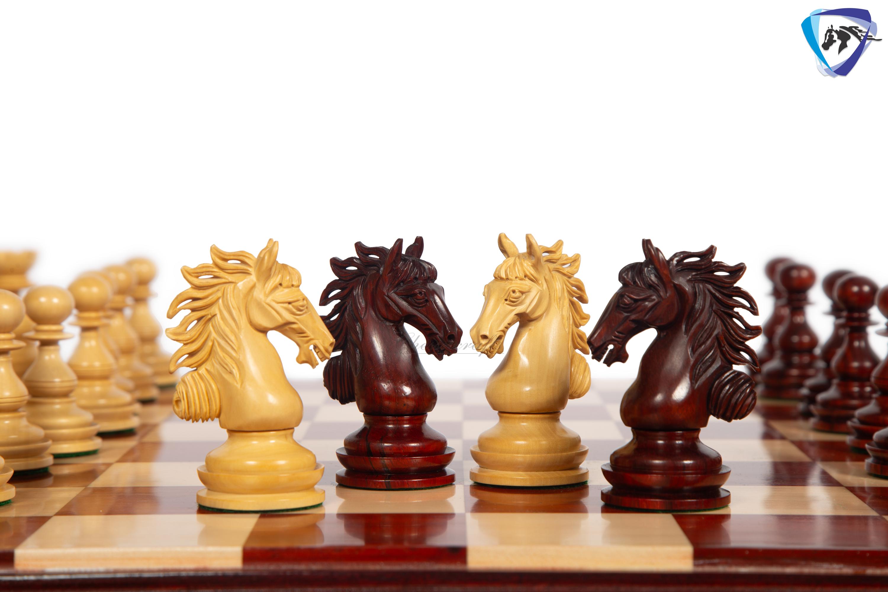 4.5" Staunton Bud Rosewood Chess Pieces Set- WILD STALLION + 21" Bud ...