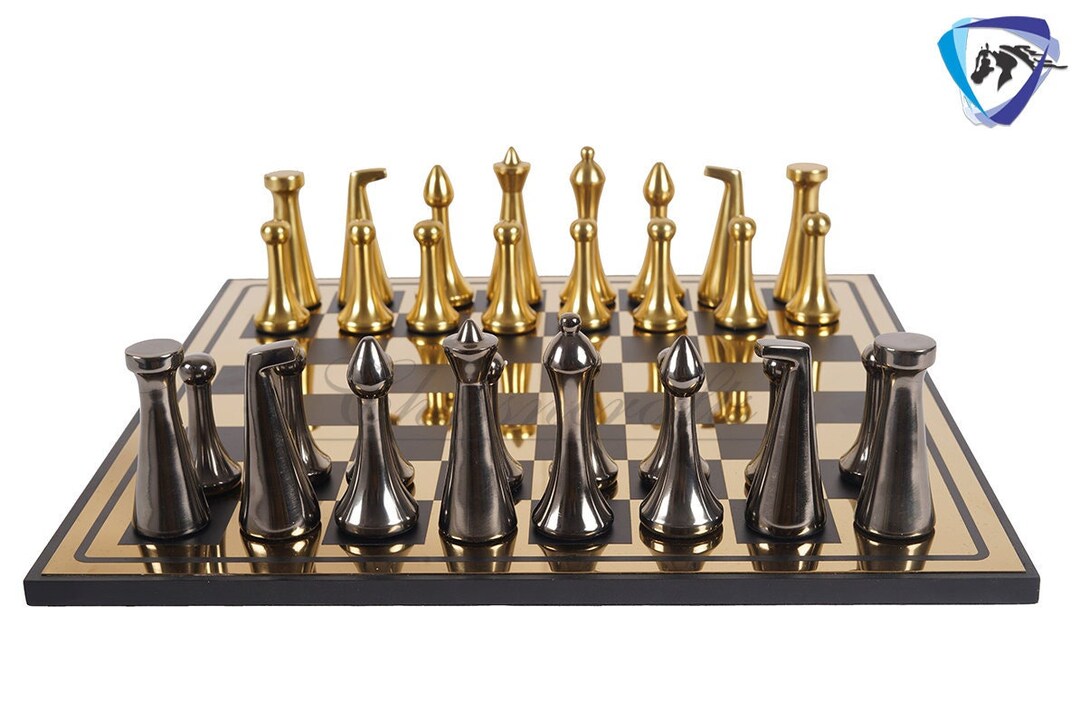 16" Metal Chess Board Set- 3.7" Metal Modern Minimalist Chess Pieces ...