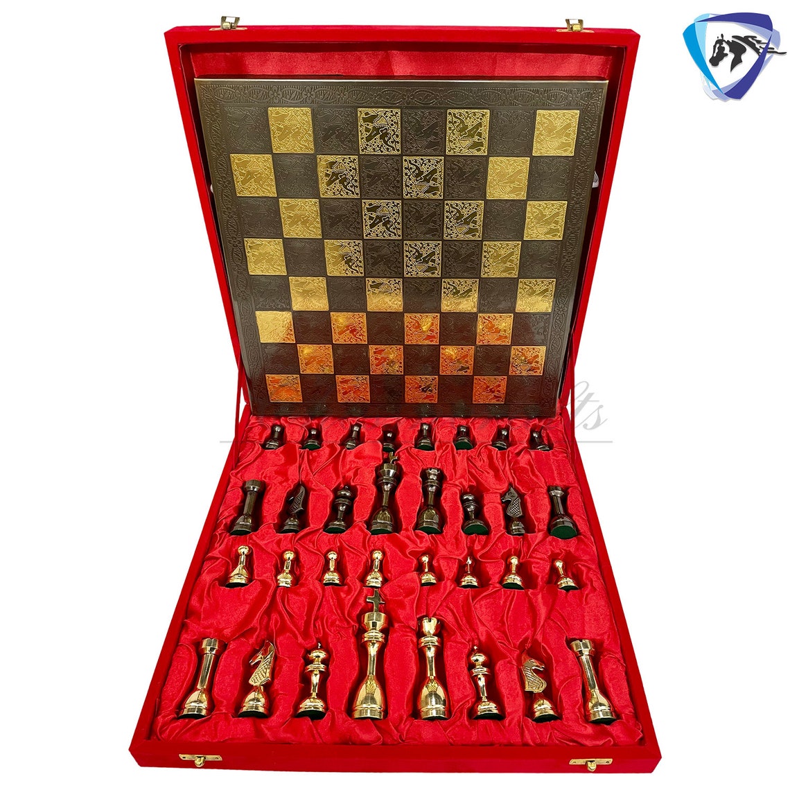 14 Solid Brass Metal Chess Set Apple Bottom Chess Men - Etsy