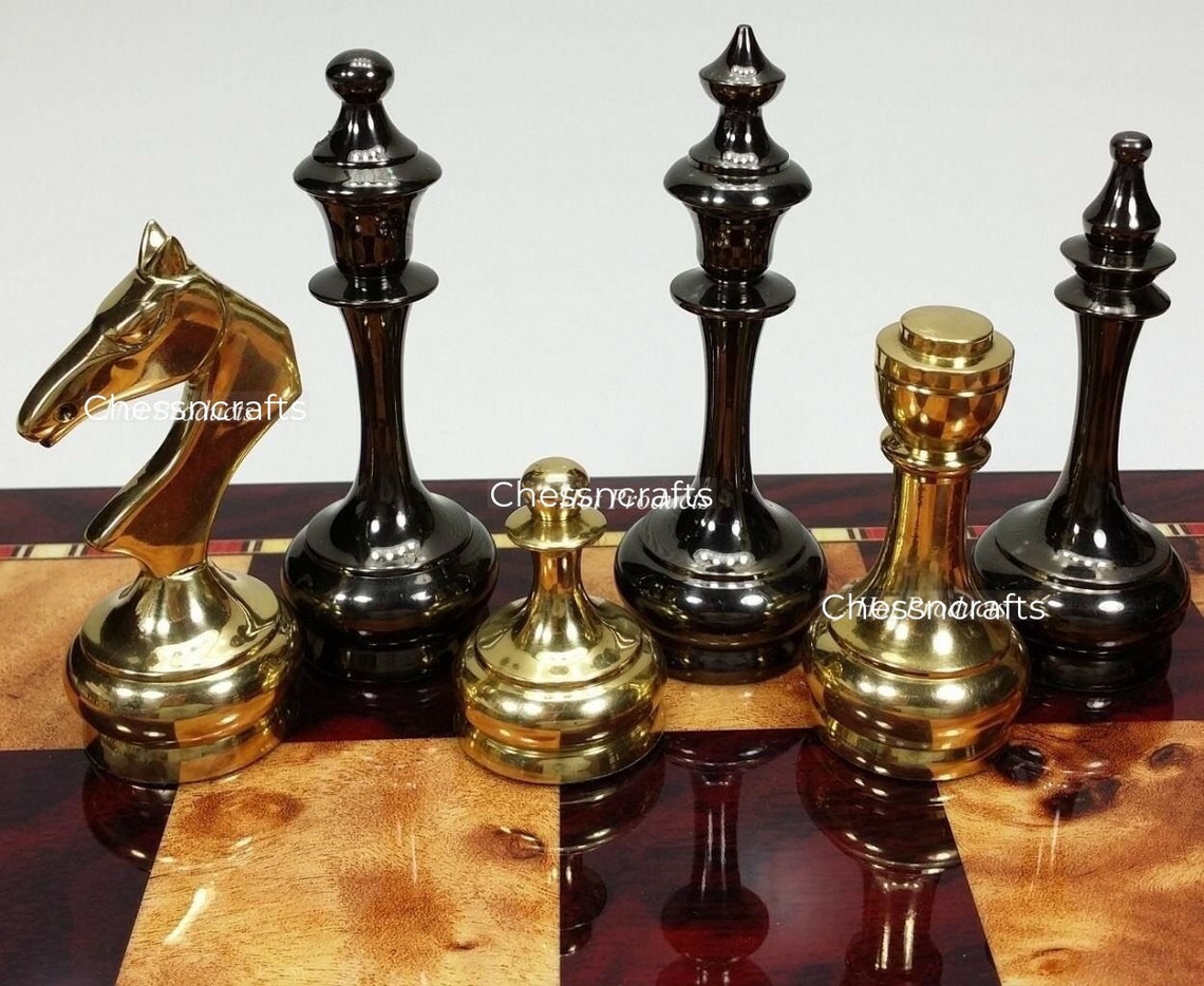 Brass Chess pieces set Modern classic Sleek luxury Collector | Etsy