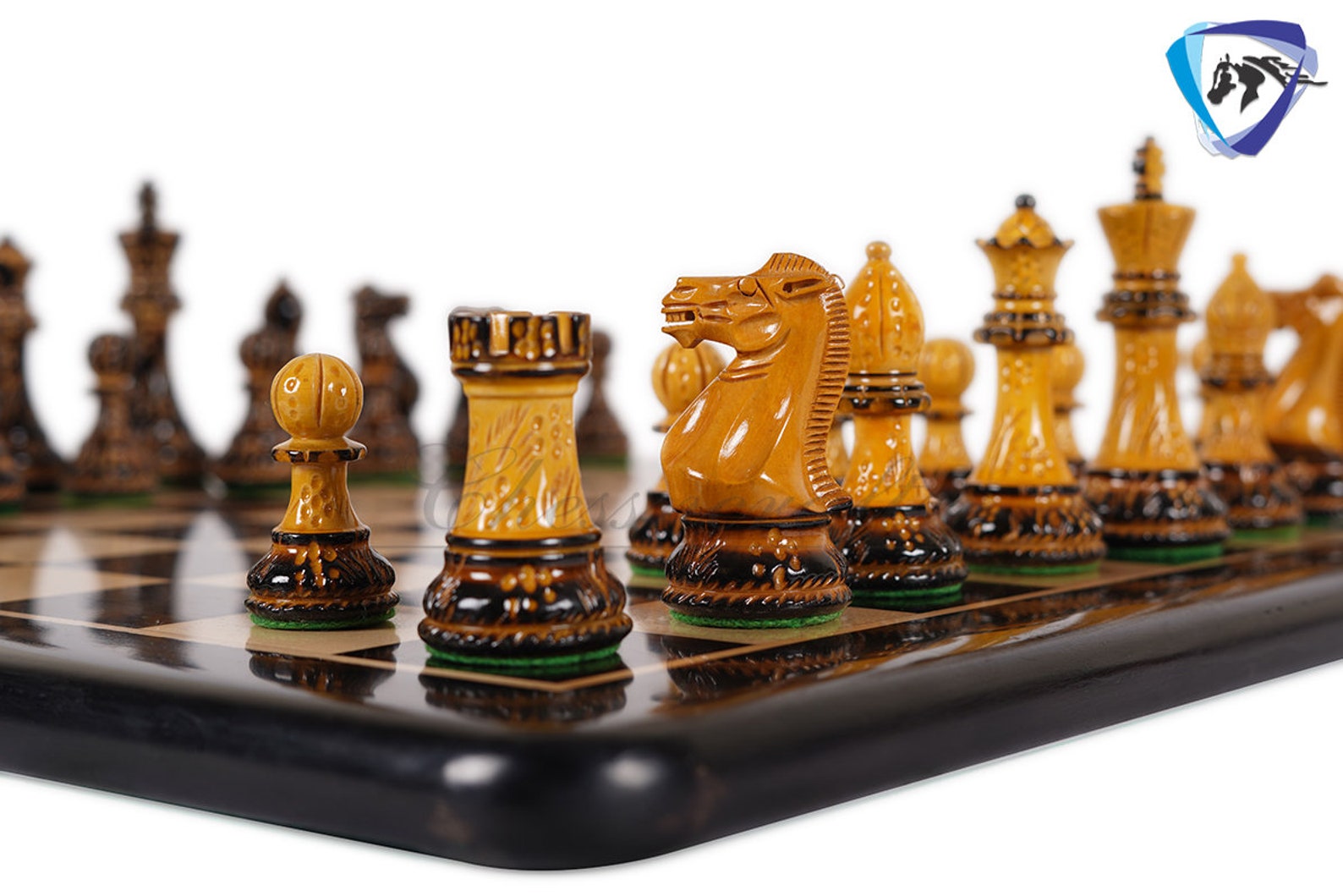 Wooden Staunton Chess Set Burnt With Hand Carving King 4 - Etsy