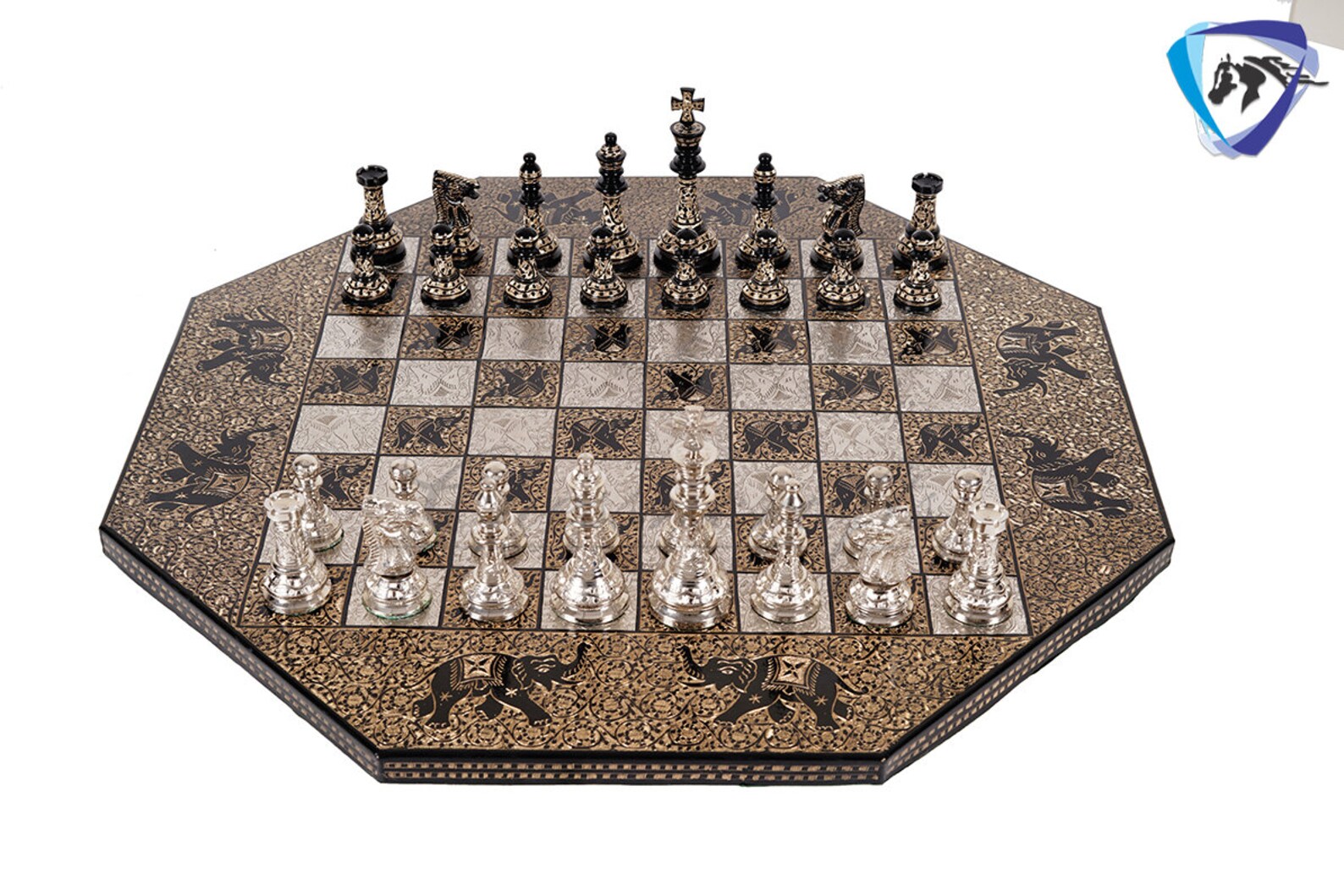 20 Giant Brass Chess Board Set Luxury Hand Carving Octagon Chess Board ...