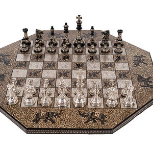20" Giant Brass Chess Board Set Luxury Hand Carving Octagon Chess Board ...