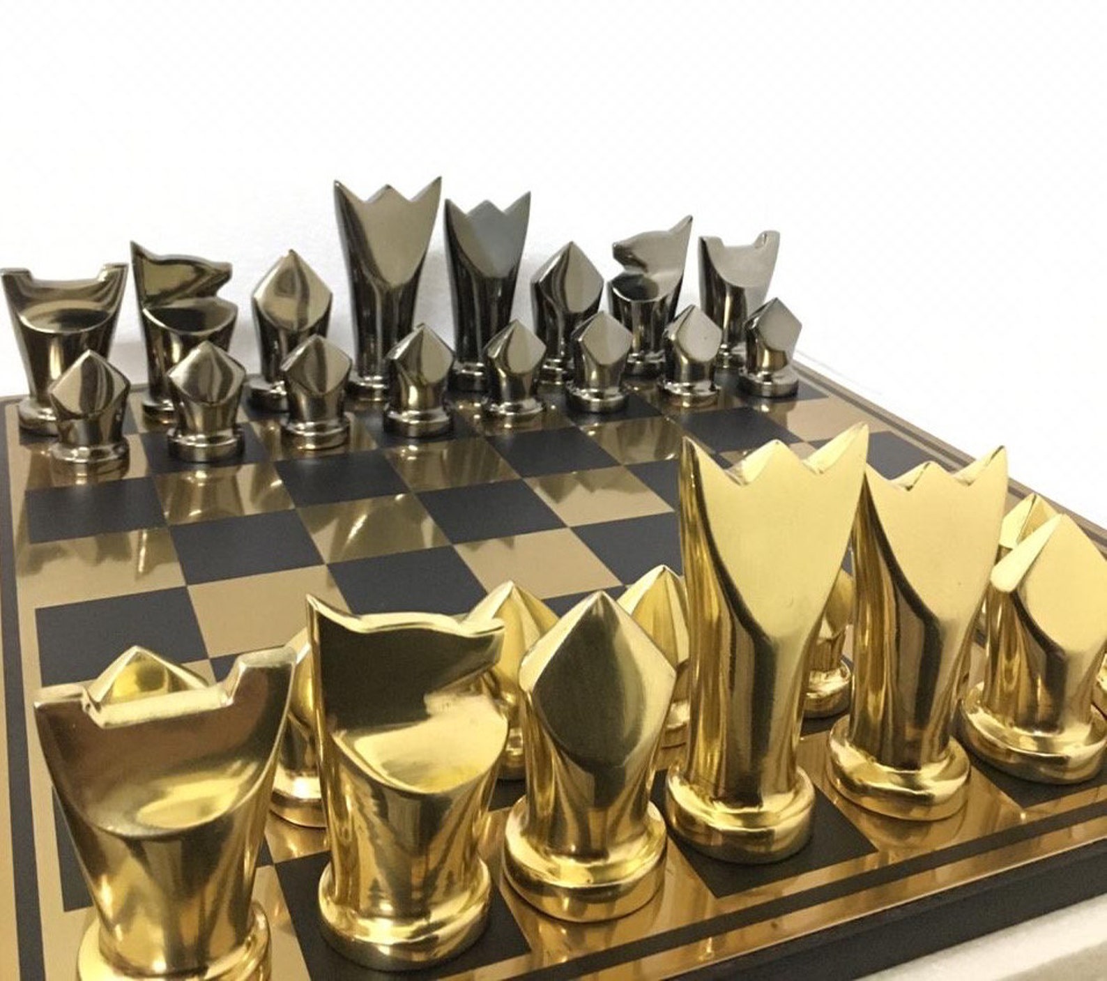 14 Metal Chess Board Set Black & Gold EGYPTION GOLD - Etsy