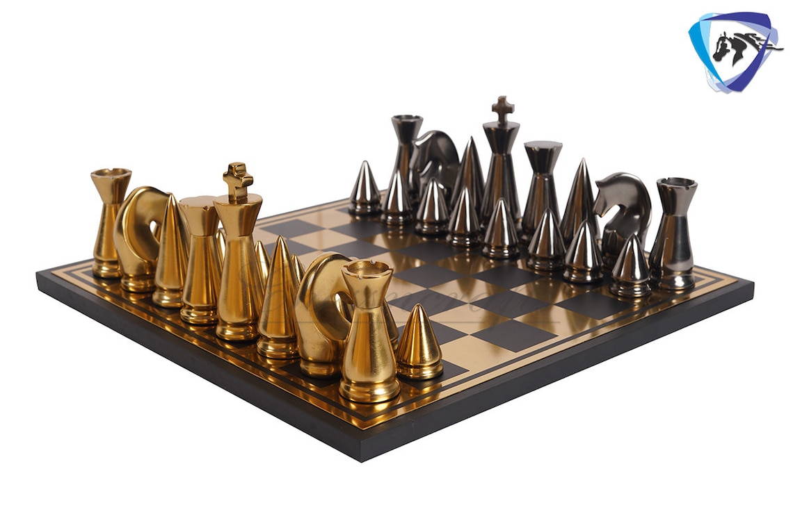 14 ART DECO Metal Chess Board Set Designer King 4 - Etsy