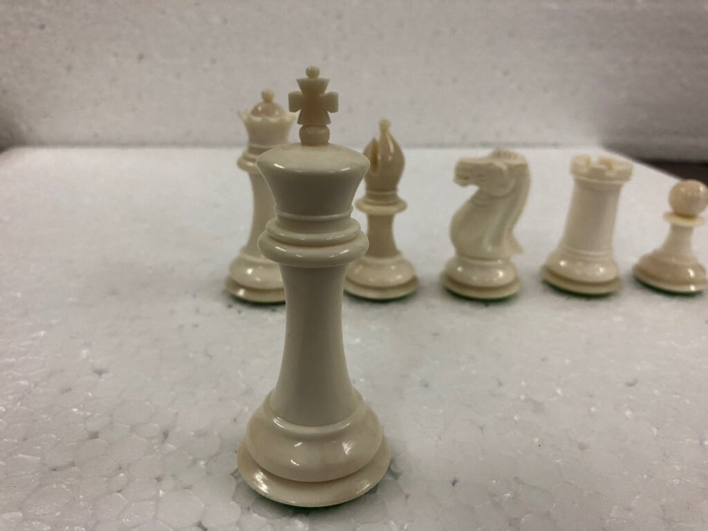 1849 Staunton Camel Bone Chess Set: 3.5" Hand Carved Vintage Collector ...