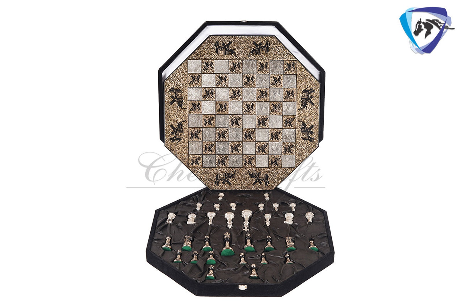 20 Giant Brass Chess Board Set Luxury Hand Carving Octagon Chess Board ...